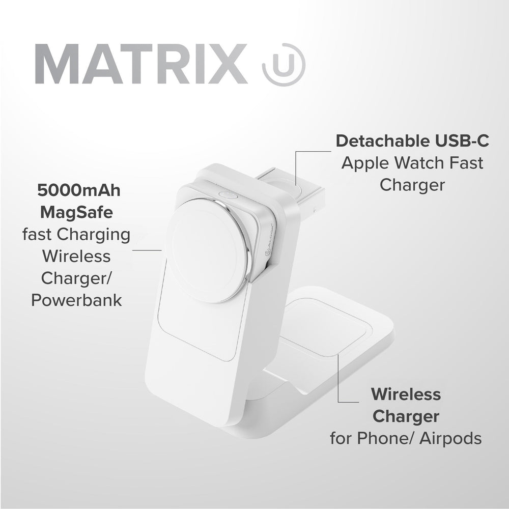Matrix ULTIMATE 3-in-1 Wireless Charger with 5,000mAh MagSafe Power Ba